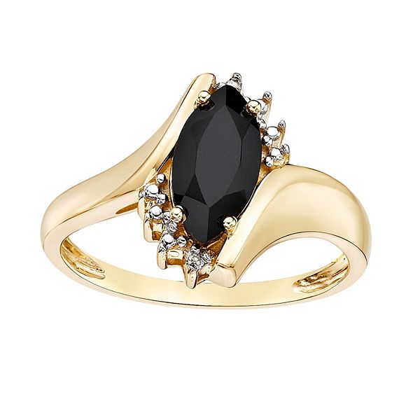 Gemminded 10k Gold Onyx & Diamond Accent Bypass Ring