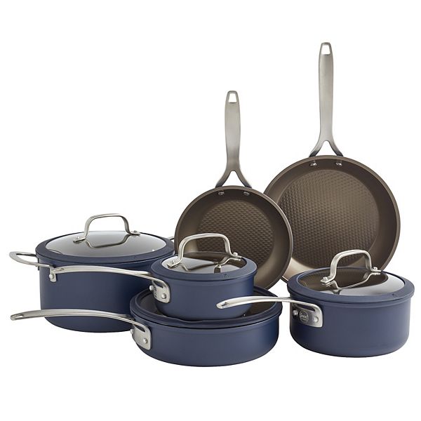 Food Network 10 Pc Textured Titanium Nonstick Cookware Set Navy