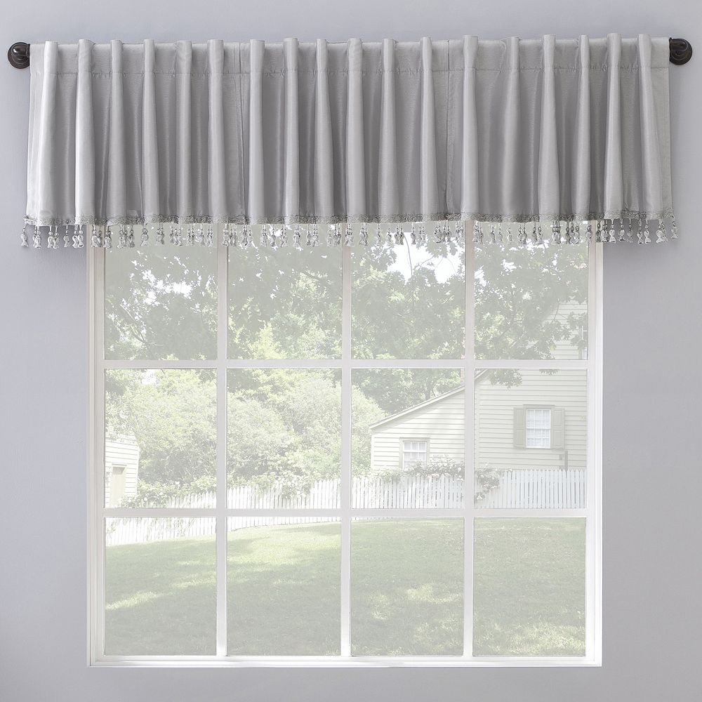 Sun Zero Evelina Faux Dupioni Silk Back Tab 100% Blackout Window Valance