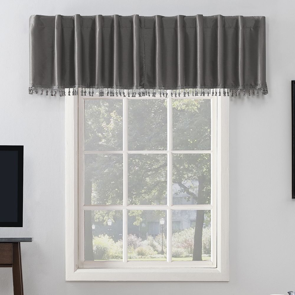 Sun Zero Evelina Faux Dupioni Silk Back Tab 100% Blackout Window Valance