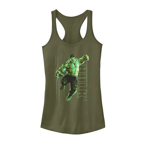 Juniors' Marvel Hulk Glowing Action Portrait Tank Top