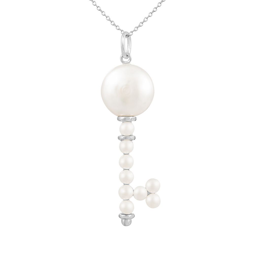 Splendid Pearls Freshwater Pearl Key-Shaped Pendant Necklace
