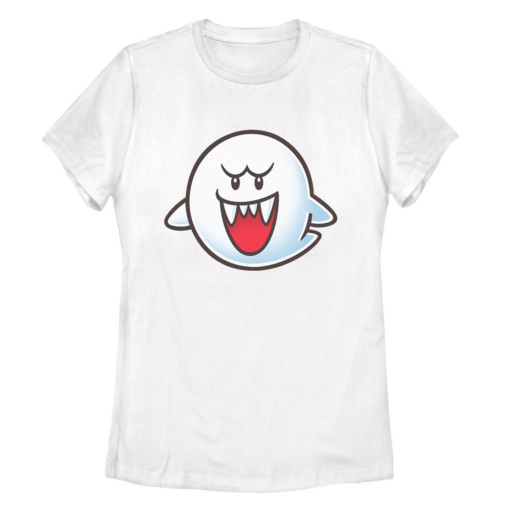 Juniors' Nintendo Super Mario Boo Face White Tee