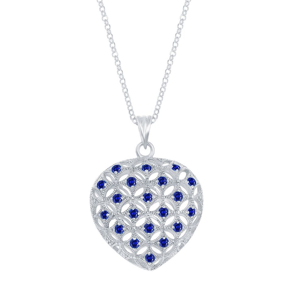 Argento Bella Sterling Silver Gemstone & Filigree Openwork Puffed Heart ...