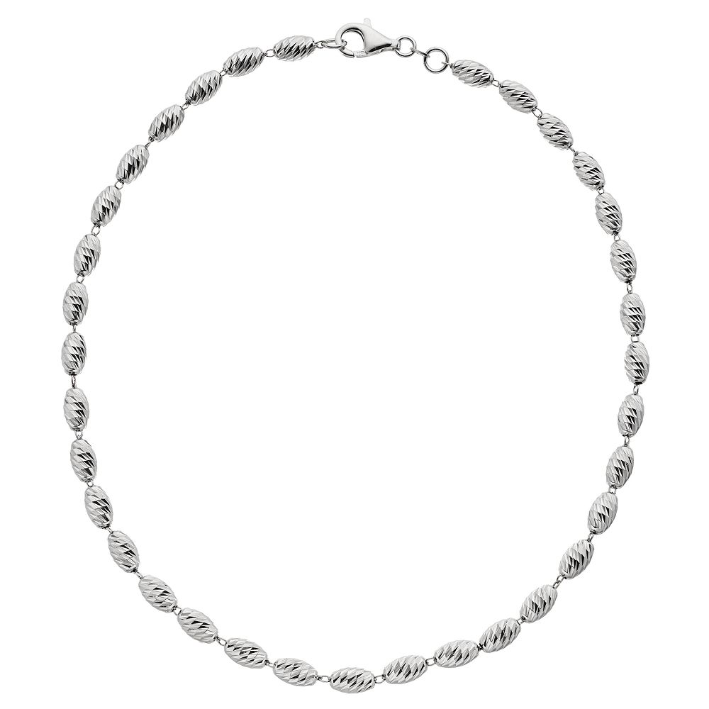 Sterling Silver Puff Oval Link Necklace
