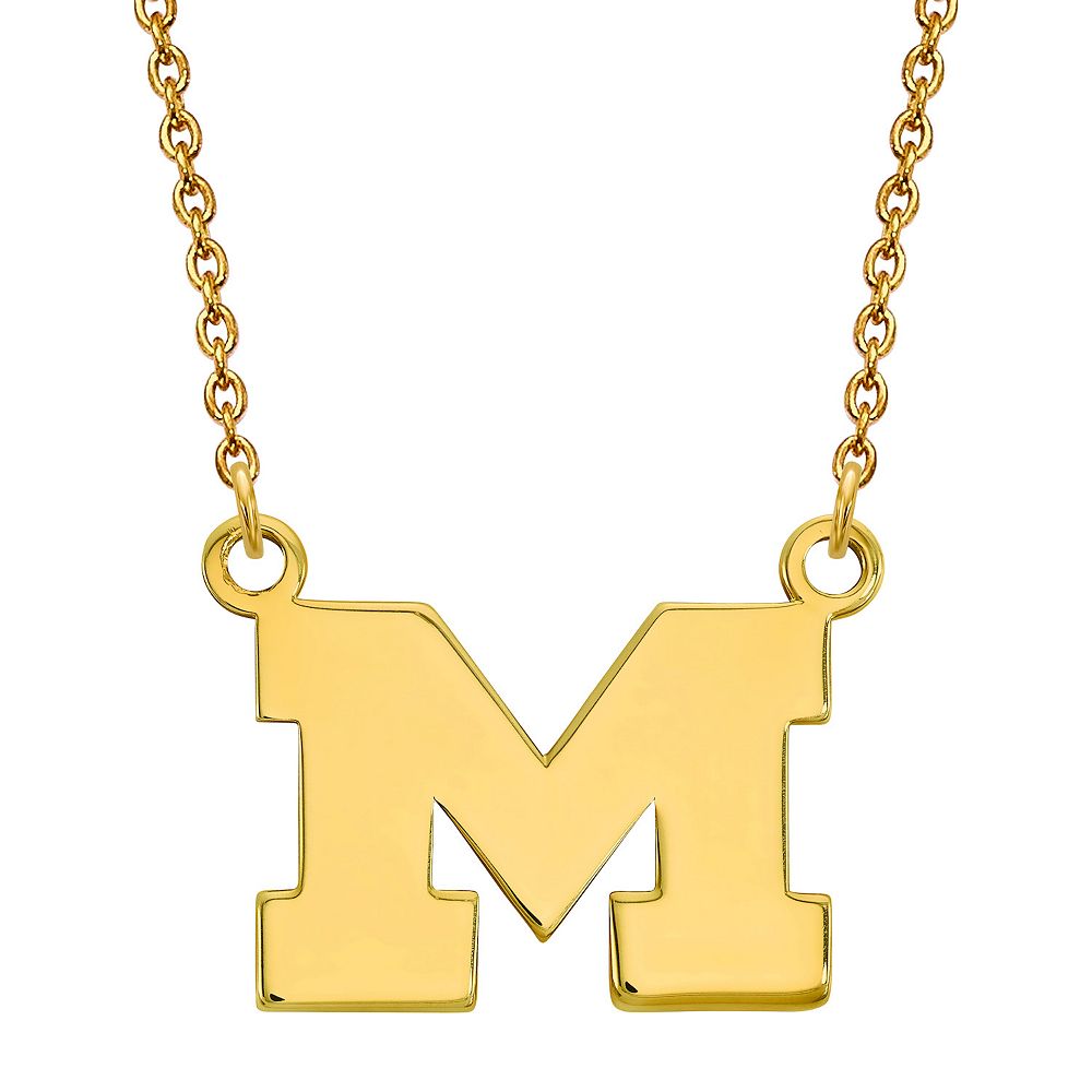 LogoArt 14K Gold Michigan Wolverines Small Pendant with Necklace