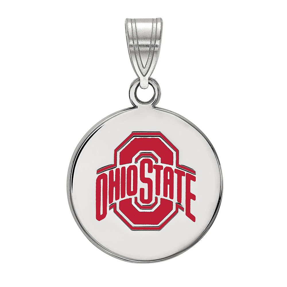 LogoArt Ohio State Sterling Silver Enamel Disc Pendant