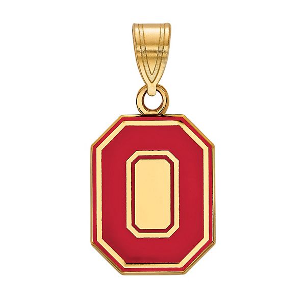 LogoArt 14K Gold-Plated Ohio State Enamel Pendant