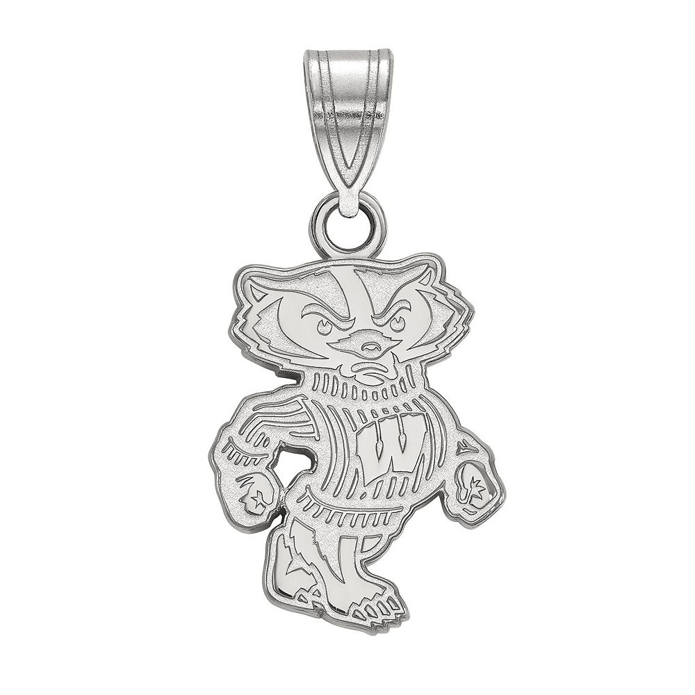 LogoArt Sterling Silver Wisconsin Badgers Bucky Badger Pendant