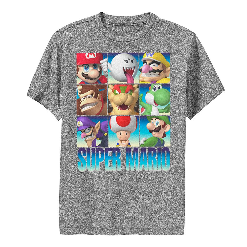 Boys 8-20 Nintendo Super Mario Character Stack Gradient Performance Tee
