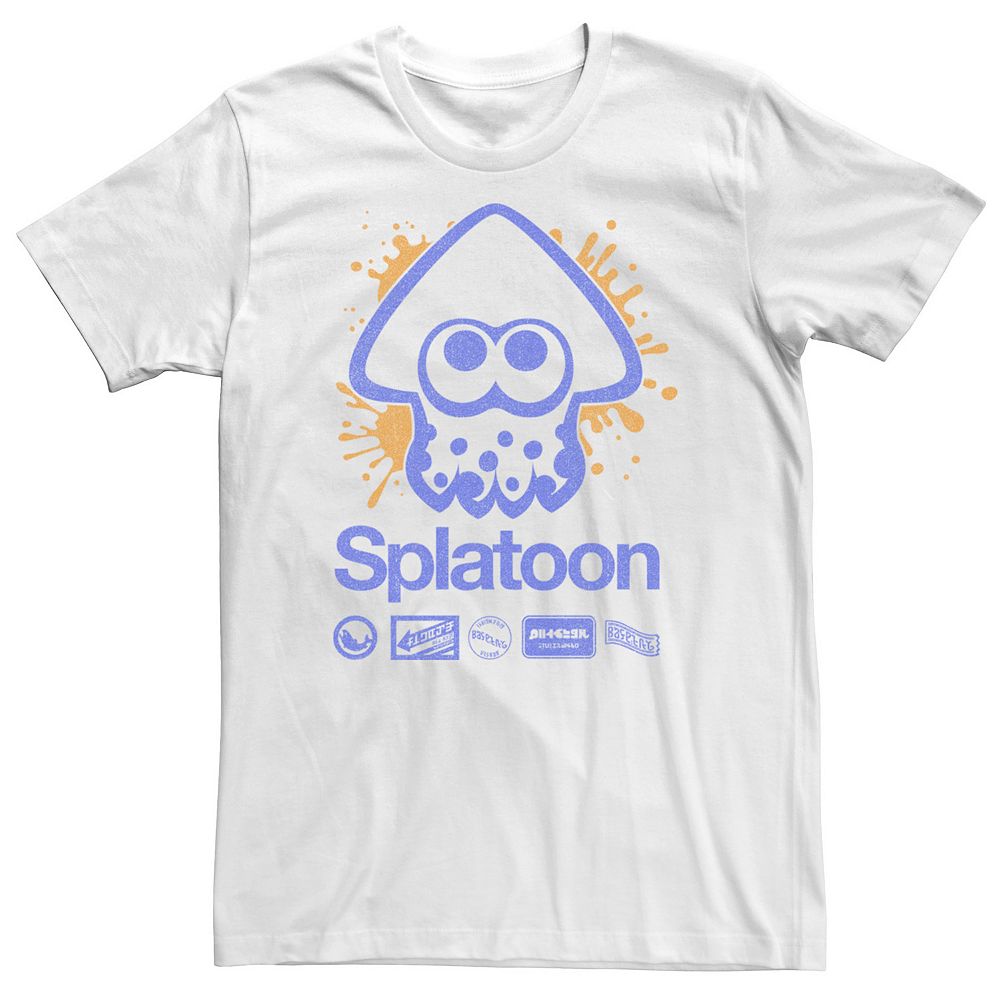 Men's Nintendo Splatoon Squid Paint Splat Kanji Team Logos Graphic Tee