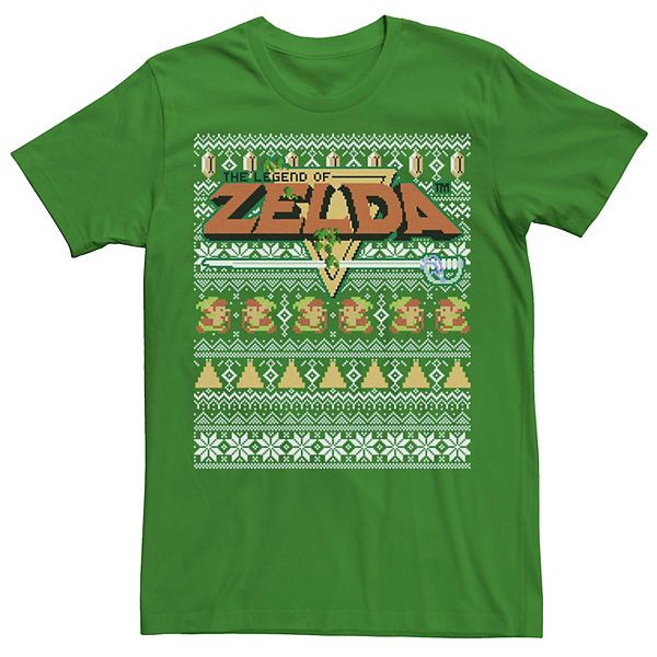 Men's Nintendo Legend Of Zelda 8-Bit Ugly Holiday Sweater Graphic Tee