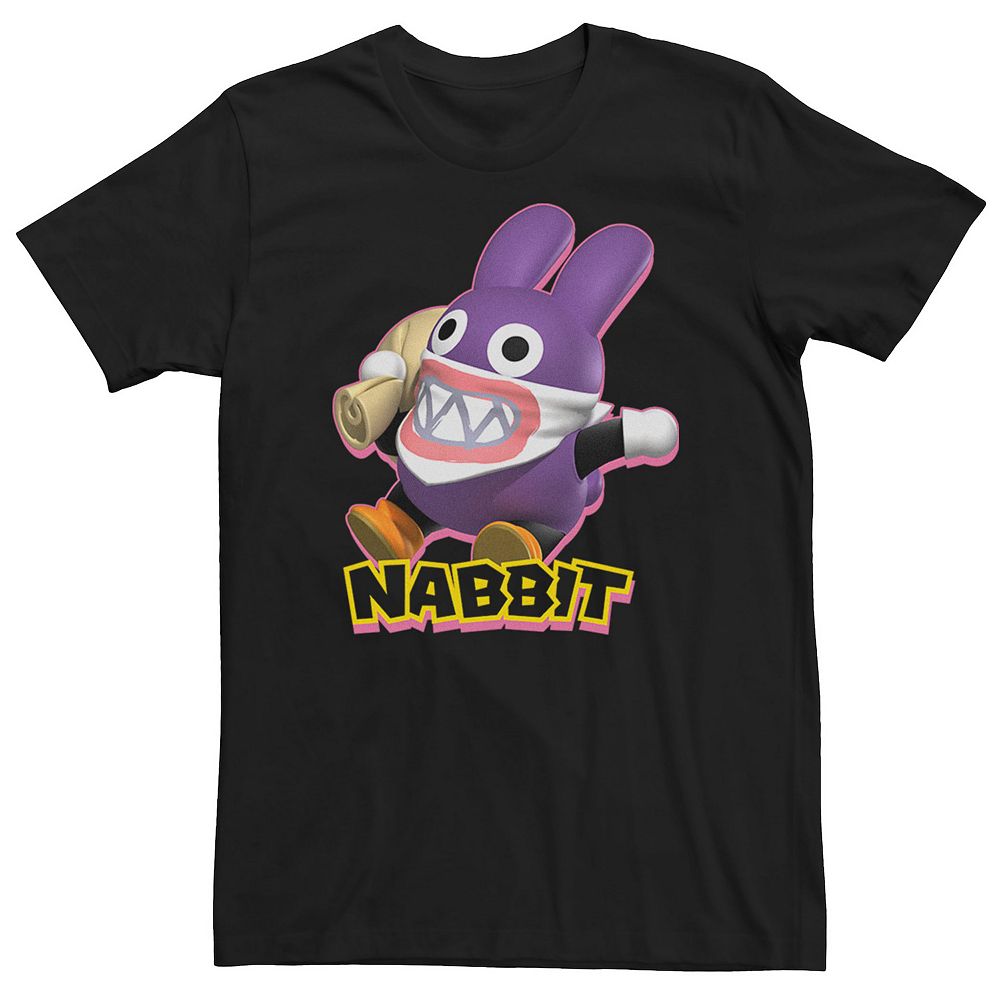 Men's Nintendo Super Mario Nabbit Action Pose Portrait Logo Graphic Tee