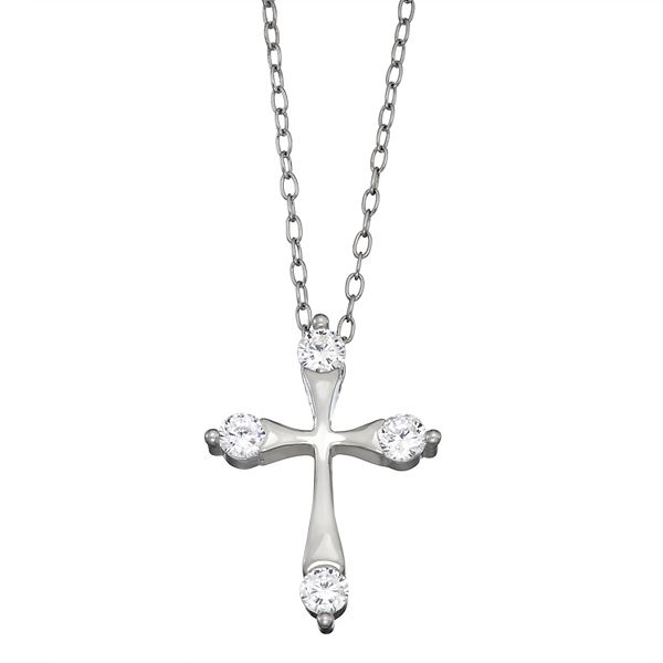 Contessa Di Capri Sterling Silver Cubic Zirconia Cross Pendant