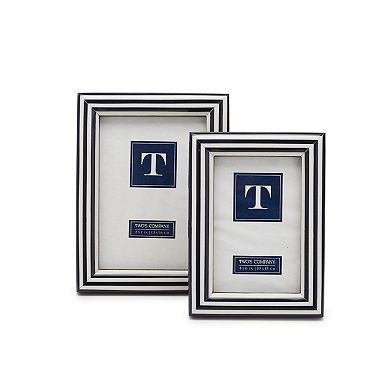 Set of 2 Blue & White Photo Frames