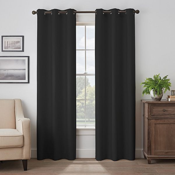 108"x40" Martina Solid Absolute Zero Total Blackout Window Panel Black ...