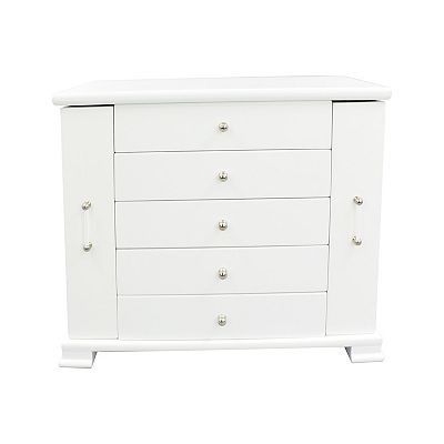 White Wooden Lift Top 4 Drawer Jewelry Box