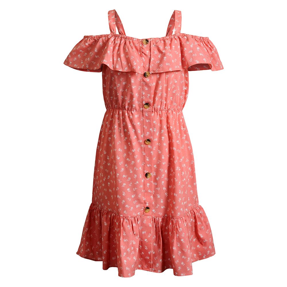 Girls 7-16 Emily West Cold-Shoulder Challis Dress