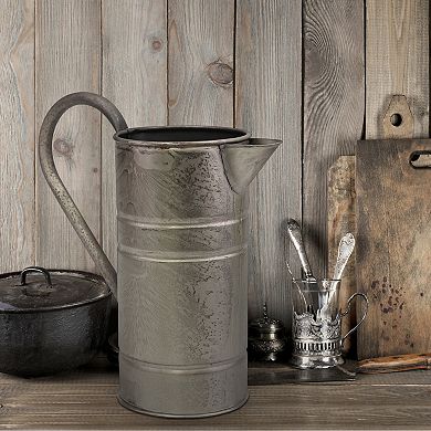 Decorative Vintage Silver Metal Drinking Pitcher with Handle