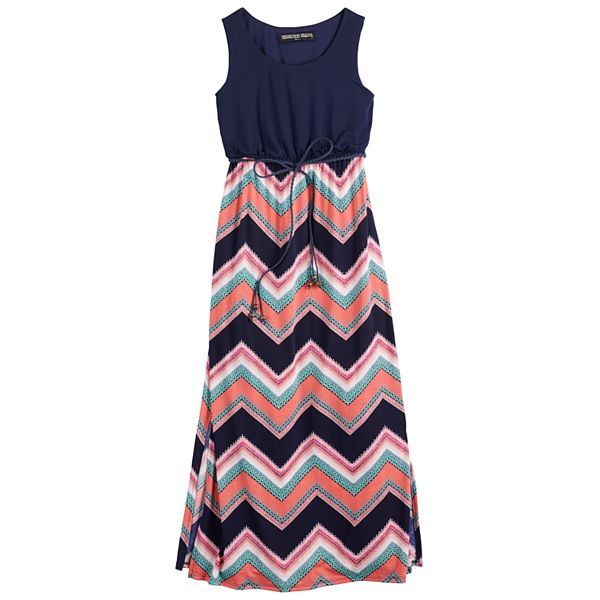 Girls 7-16 Three Pink Hearts Tank Cameo Maxi Dress