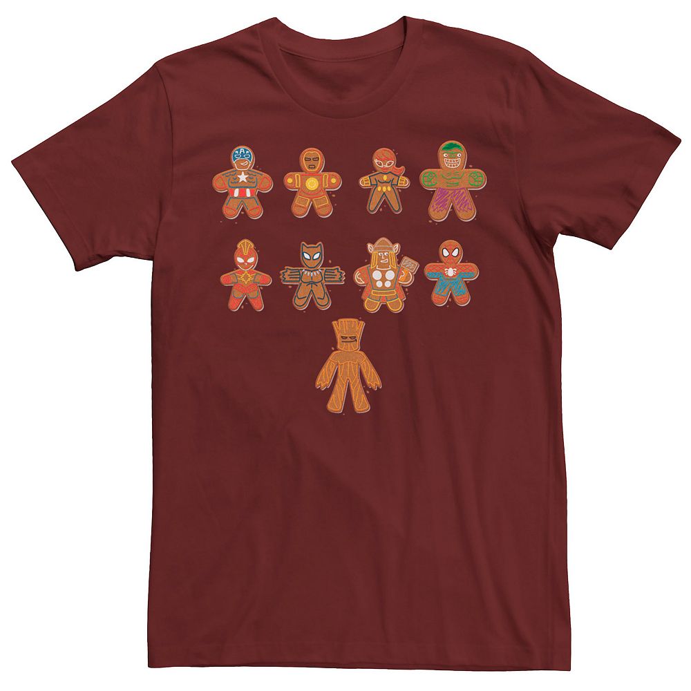 Men's Marvel Avengers Gingerbread Cookie Line Up Tee