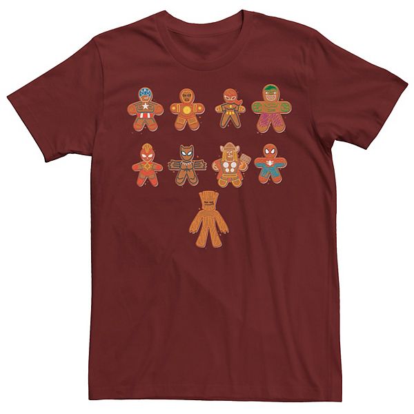 Men's Marvel Avengers Gingerbread Cookie Line Up Tee