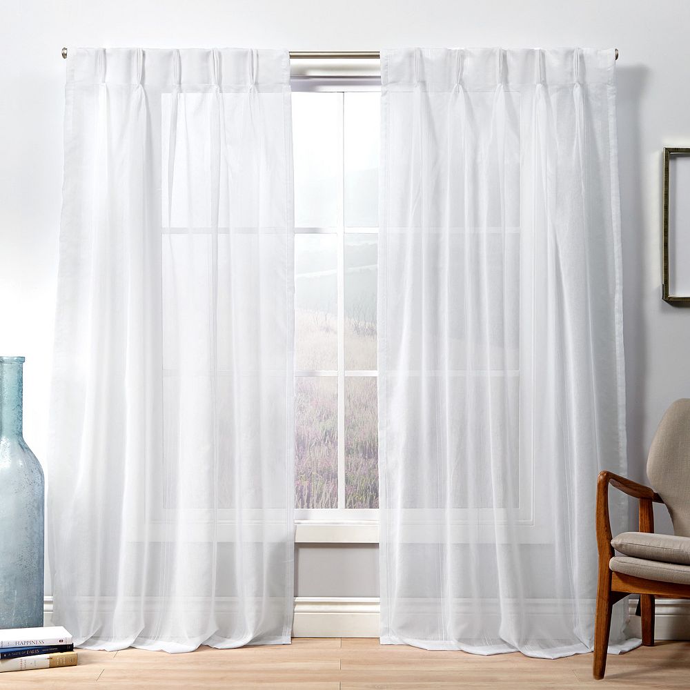Exclusive Home 2-pack Penny Sheer Embellished Stripe Grommet Top Window ...