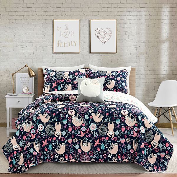 Lush Decor Sloth Quilt Set