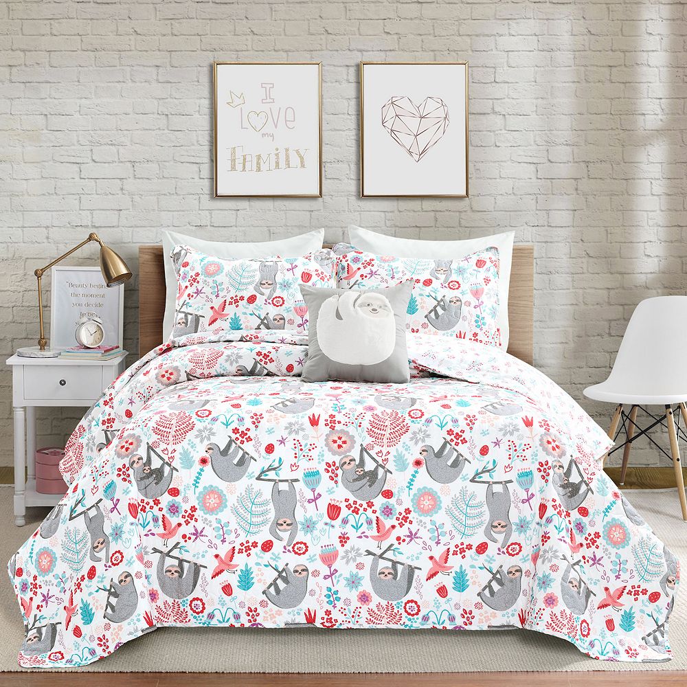 Lush Decor Sloth Quilt Set