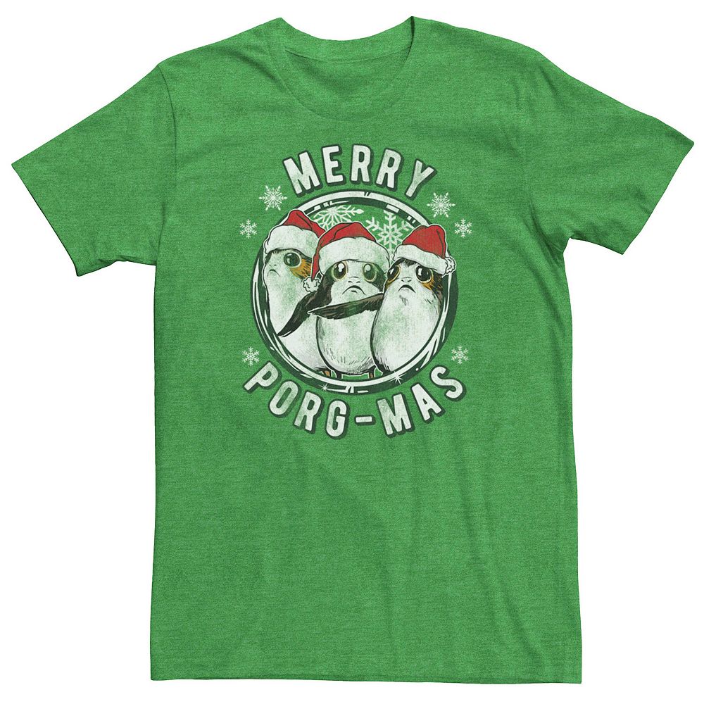 Men's Star Wars Merry Porg-Mas Christmas Holiday Graphic Tee