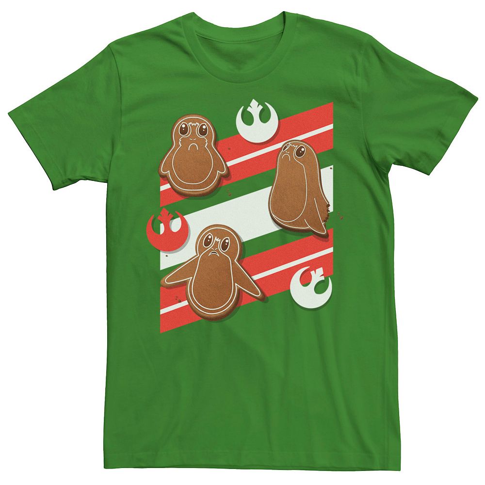 Men's Star Wars Porg Gingerbread Cookies Christmas Tee