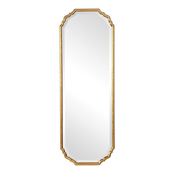 Elegant Curved Corners Metallic Gold Leaf Finish Wall Mirror