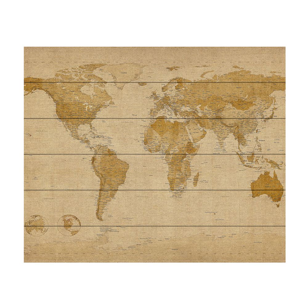 Trademark Fine Art Michael Tompsett 'Antique World Map' Wood Slat Art