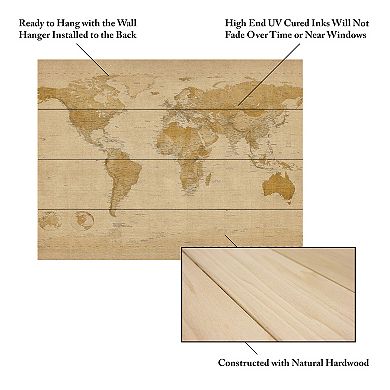 Trademark Fine Art Michael Tompsett 'Antique World Map' Wood Slat Art