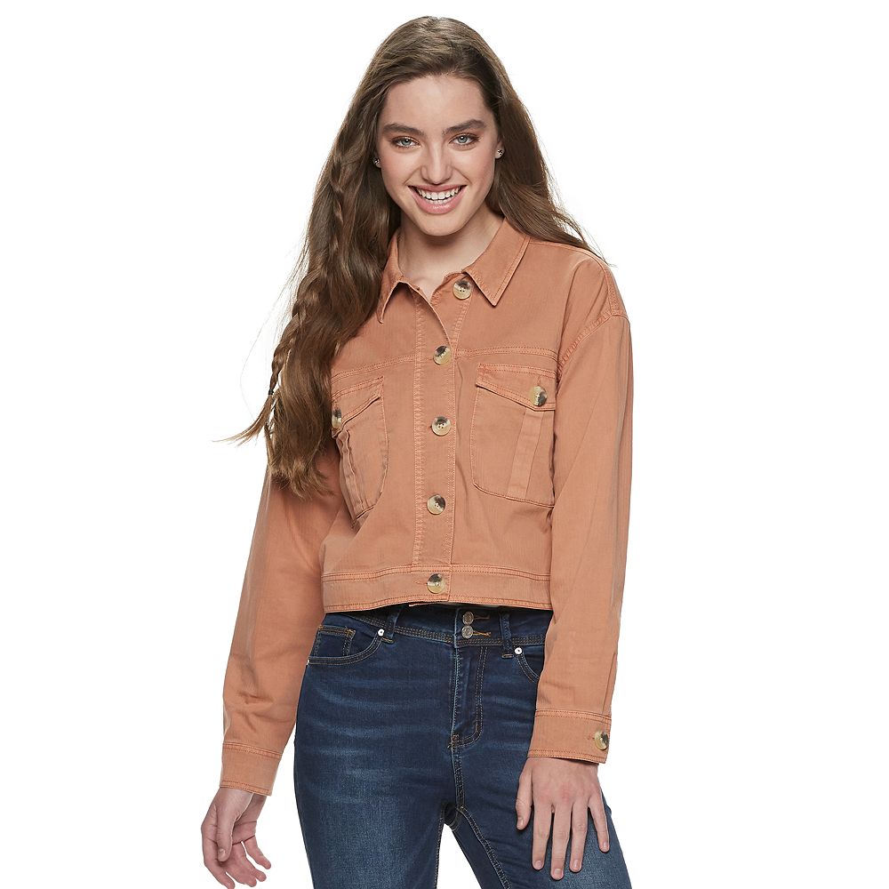 Juniors' SO® Cropped Utility Jacket