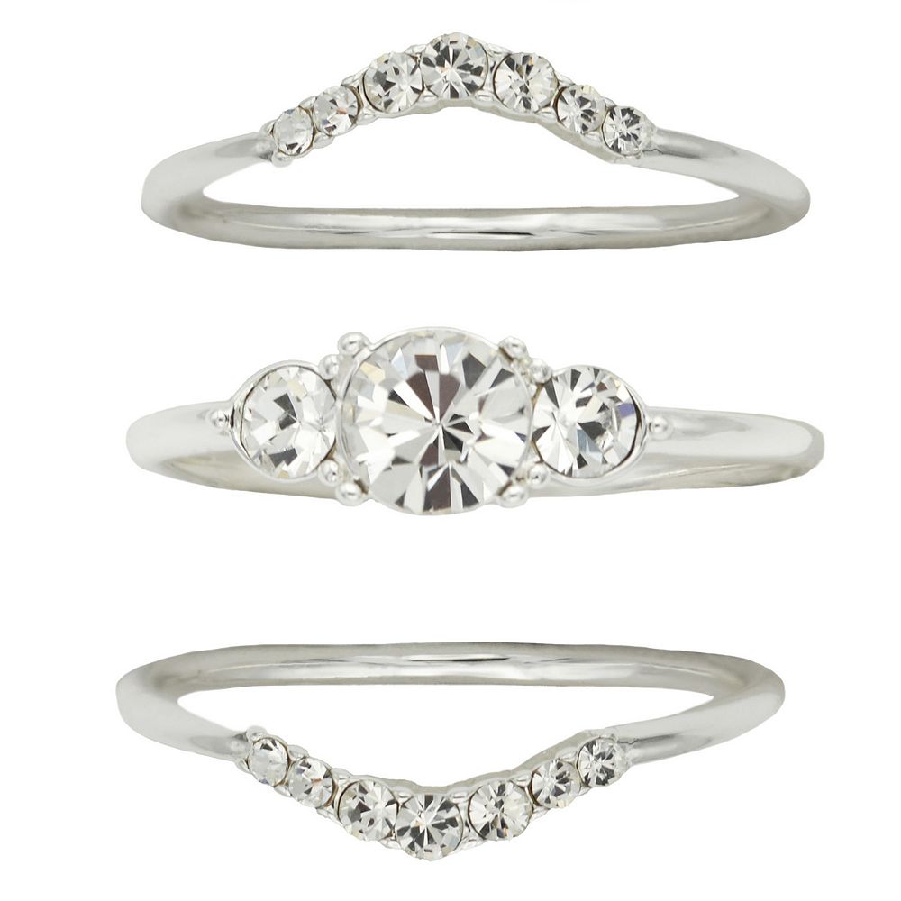City Luxe 3-pc. Crystal Ring Set