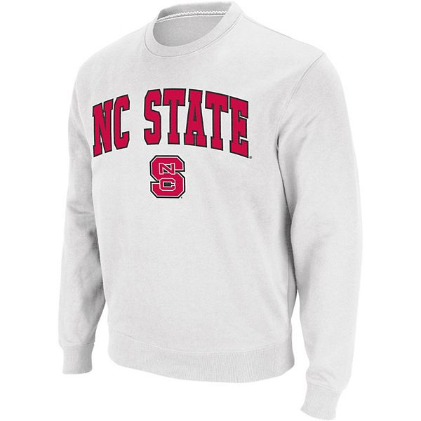 Men's Colosseum White NC State Wolfpack Arch & Logo Crew Neck Sweatshirt