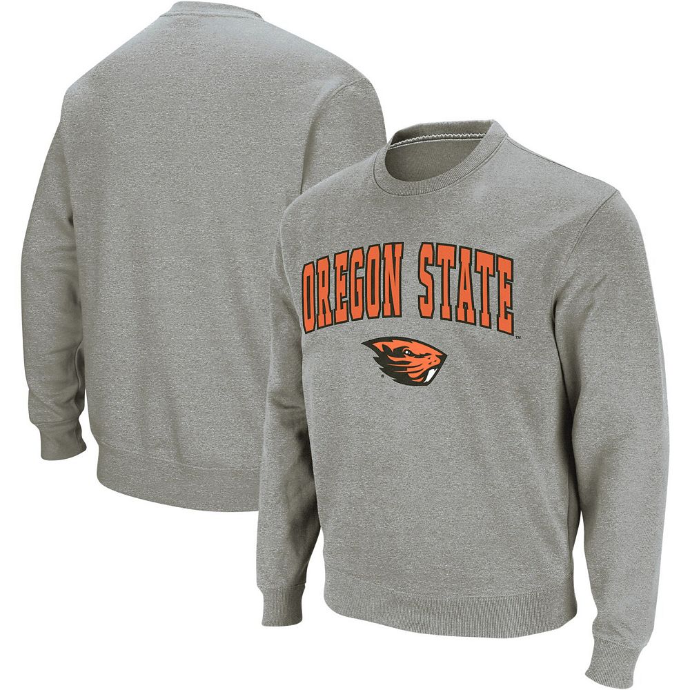 Men's Colosseum Heather Gray Oregon State Beavers Arch & Logo Crew Neck ...