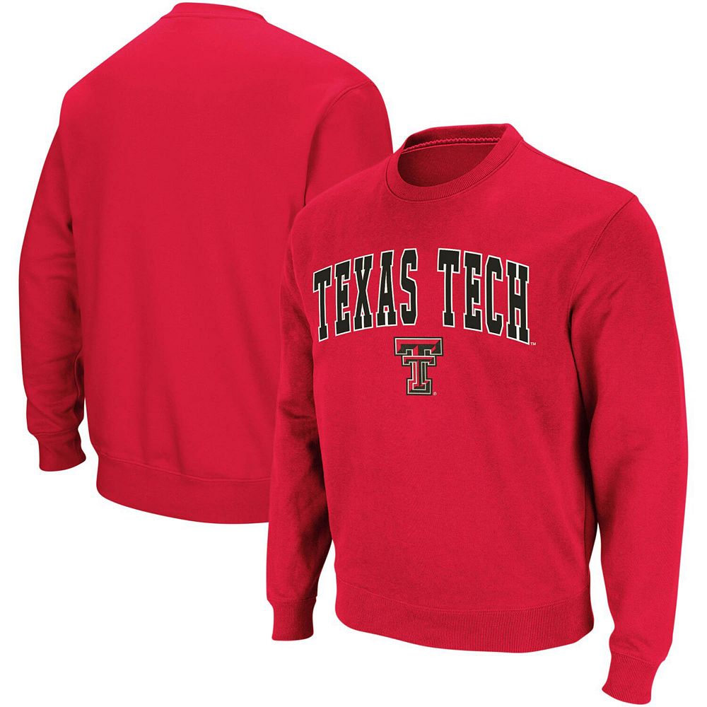 Men's Colosseum Red Texas Tech Red Raiders Arch & Logo Crew Neck Sweatshirt