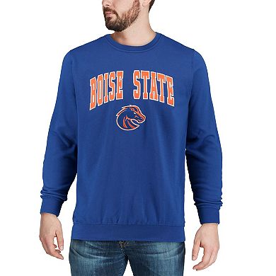 Men's Colosseum Royal Boise State Broncos Arch & Logo Crew Neck Sweatshirt