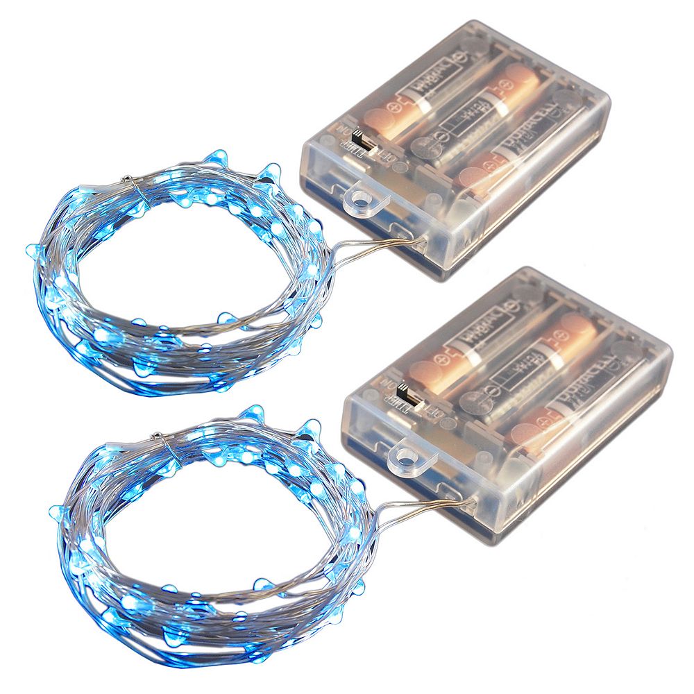 LumaBase Blue LED Fairy String Light 2-Piece Set