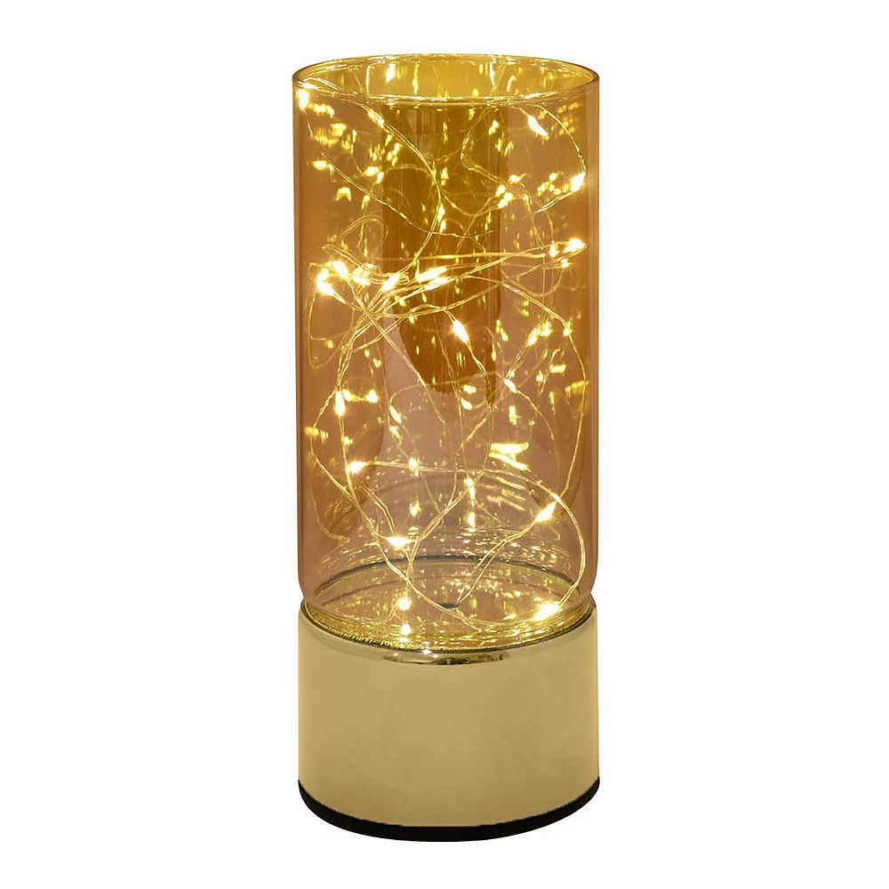 LumaBase Glass Hurricane With Mini String Lights