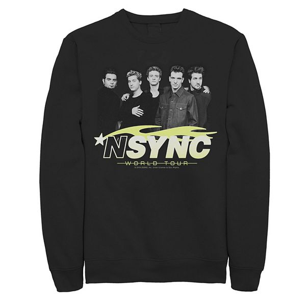 Men's N'Sync World Tour Grey Scale Portrait Graphic Fleece Pullover