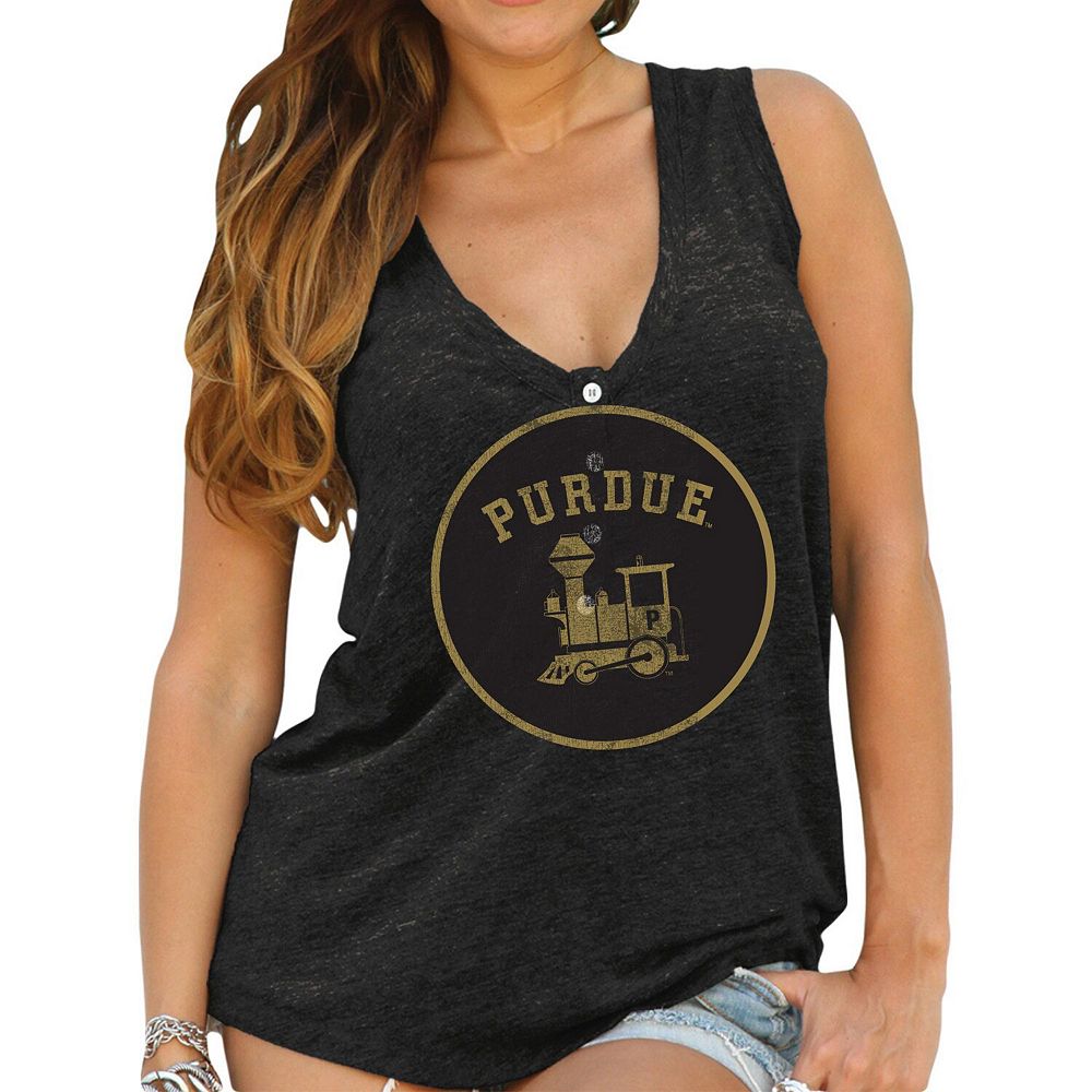 Womens Purdue Boilermakers Original Retro Brand Black Relaxed Henley ...