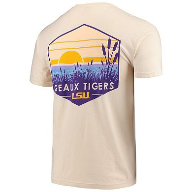 Men's Cream LSU Tigers Landscape Shield Comfort Colors Pocket T-Shirt