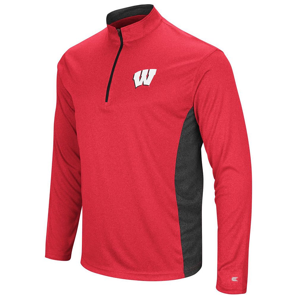 Men's Colosseum Heathered Red/Black Wisconsin Badgers Audible Windshirt ...