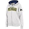 Women's Stadium Athletic White Michigan Wolverines Arched Name Full-Zip Hoodie