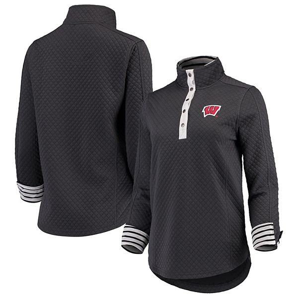 Women's Charcoal Wisconsin Badgers Out of Your League Quilted Quarter ...