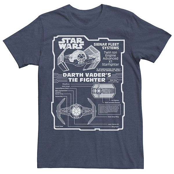 Men's Star Wars Darth Vader Tie Fighter Schematic Tee