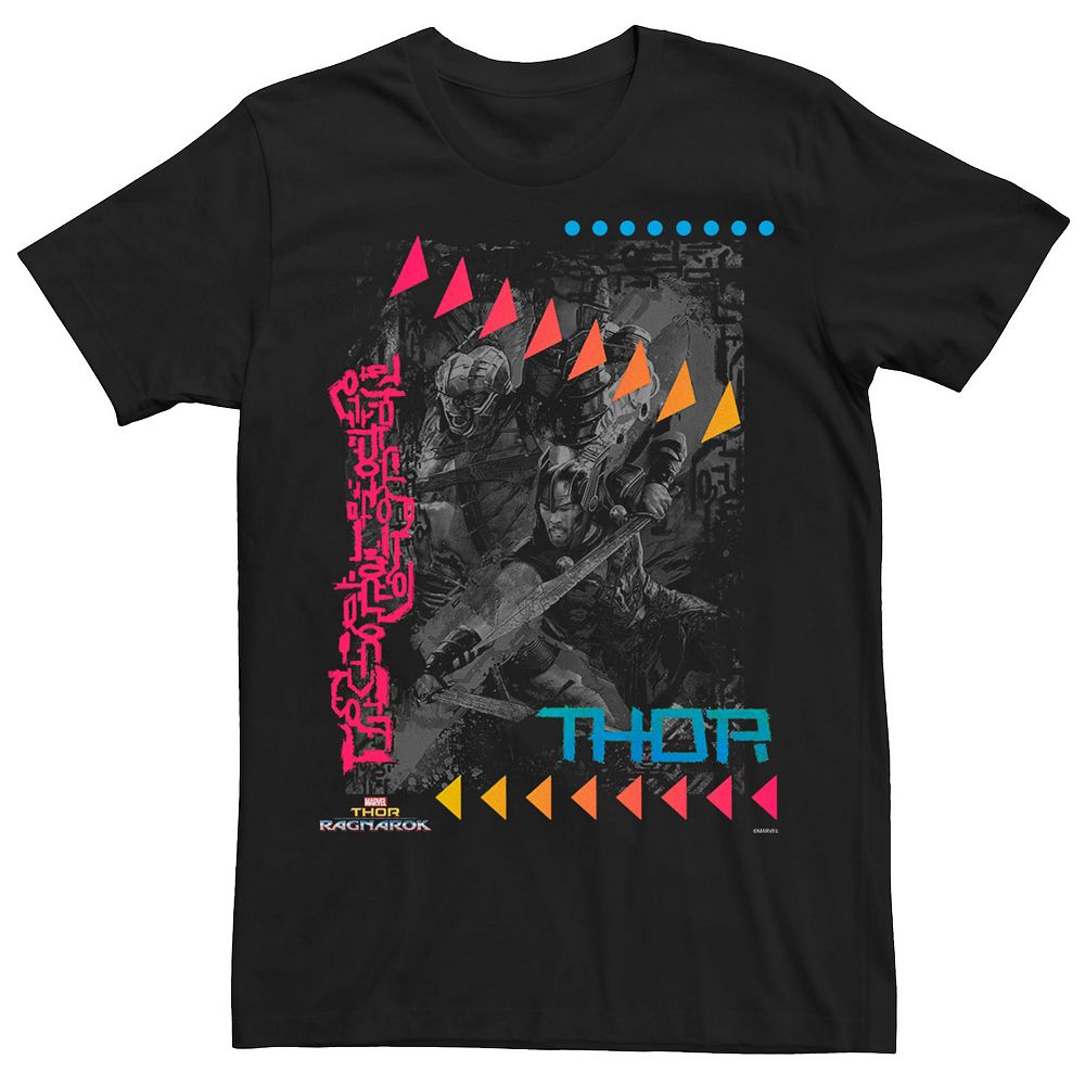 Men's Marvel Thor Ragnarok Color Pop Shapes Collage Graphic Tee